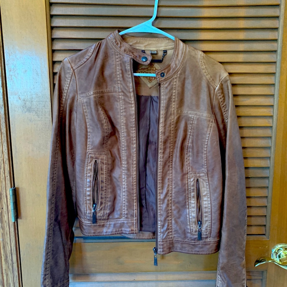 Camel Faux Leather Jacket - Gem